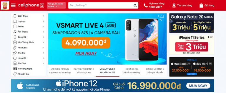 CellphoneS - Danh Sách Hệ Thống Bán Lẻ Điện Thoại Toàn Quốc 2022